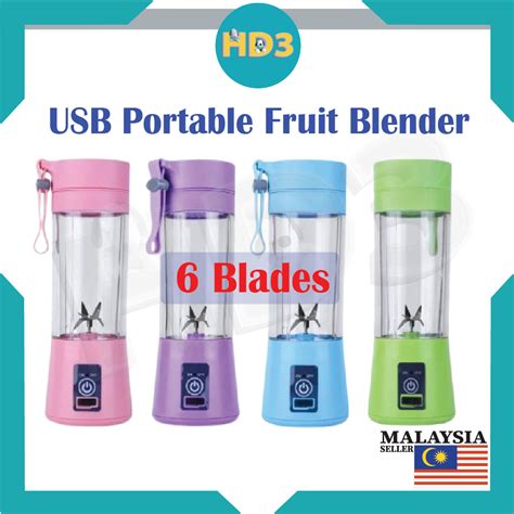 Pengisar Jus Buah Elektrik Mini 4 6 Pisau Portable Electric Fruit