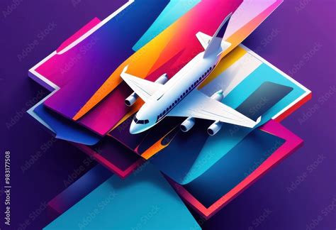 Stylish Airplane Mode Icon Featuring Vivid Background Elements Modern Eye Catching Design
