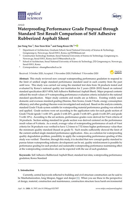 Pdf Waterproofing Performance Grade Proposal Through Standard Test Result Comparison Of Self
