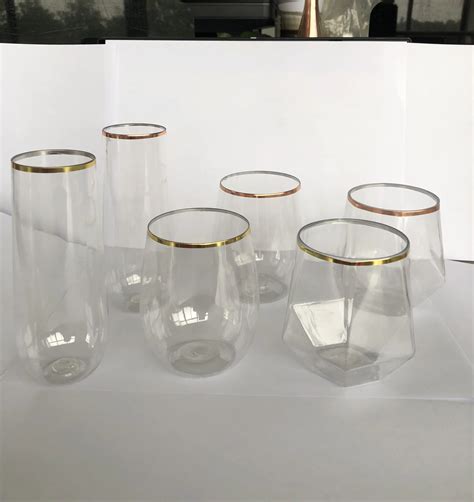 16oz Clear Stemless Plastic Wine Glasses Set Of 16 Shatterproof