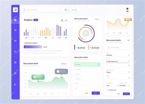 Premium Vector Vector Infographic Dashboard Ui Ux Design With Graphs