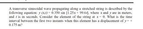 a transverse sinusoidal wave propagating along a stretched string is