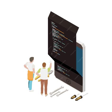 Premium Vector Programming Development Isometric Composition With