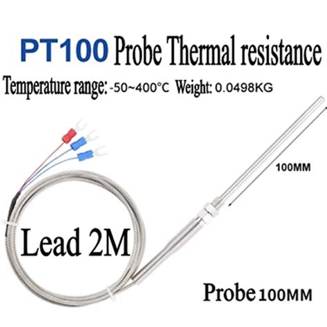 Pt100 Rtd Temperature Sensor Probe 50 400℃ 50100mm 1 5meter Cable