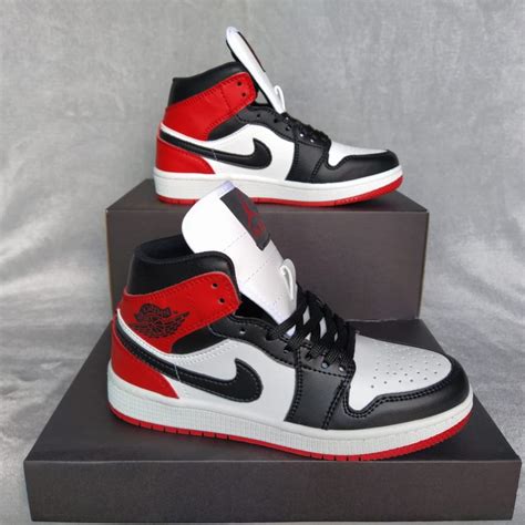 Sapatilhas Nike Air Jordan Mid Branco Vermelho Sapataria Baiona Outlet