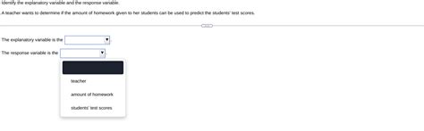 Solved Identify The Explanatory Variable And The Response Chegg