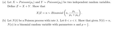 Solved A Let Xpoisson And Ypoisson Be Two Chegg