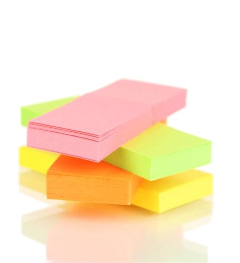 Premium Photo Stack Of Colorful Sticky Notes Isolated On White