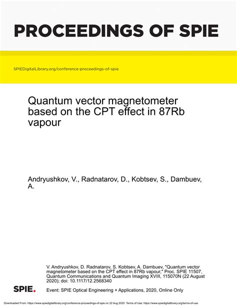Pdf Quantum Vector Magnetometer Based On The Cpt Effect In 87rb Vapour