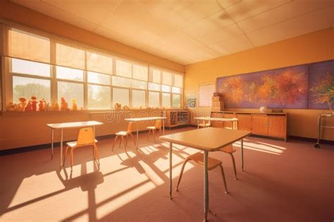 Empty Classroom With Smartboard And Projector Setup Stock Illustration