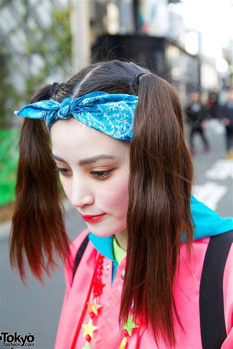 Twin Tails And Blue Bandana Tokyo Fashion