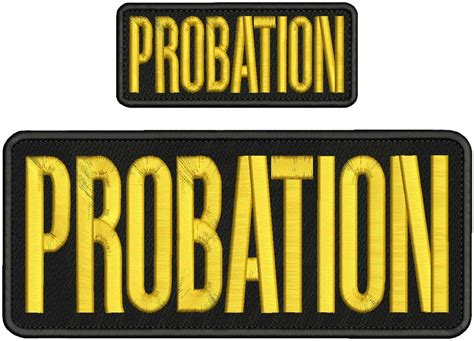 Probation Embroidery Patch 4x10 And 2x5 Inches Hook Backing Gold