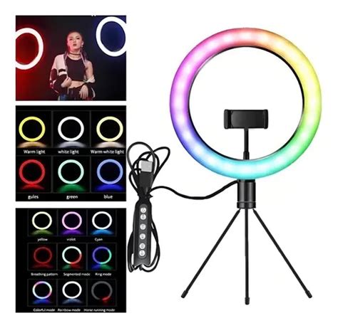 Luz Ring Light Rgb 8 Polegadas Tripé Mesa Suporte Celular Estrutura