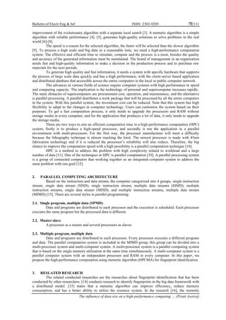 The Influence Of Data Size On A High Performance Computing Memetic