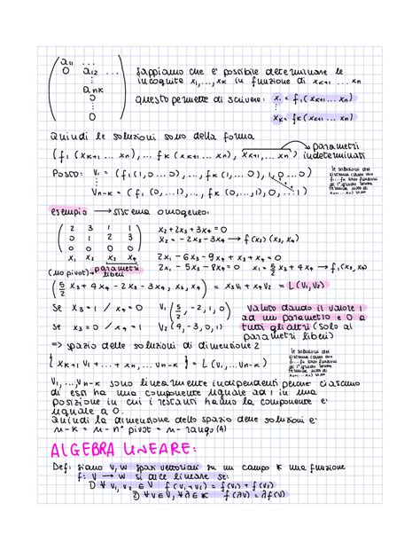 Appunti Geometria E Algebra Lineare Algebra Linearepdf Docsity