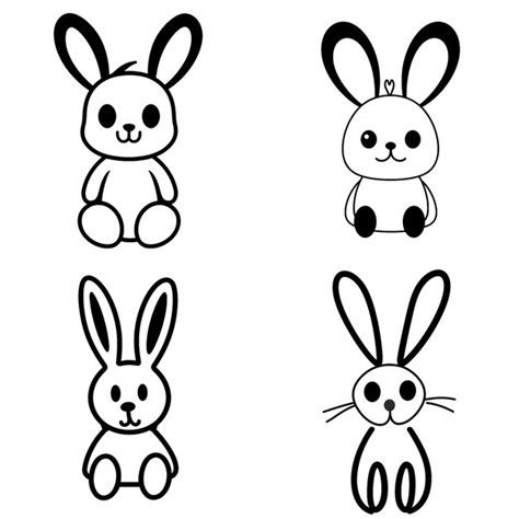 Dessin Animé Lapin Contour Noir Et Blanc Coloriage Idiot Photo Premium