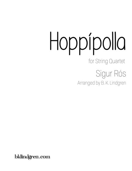 Hoppipolla Arr B K Lindgren Sheet Music Sigur Ros String Quartet