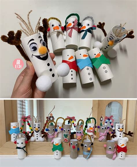 휴지심 눈사람 만들기 아동미술 겨울수업 Christmas Crafts Crafts Christmas Stockings