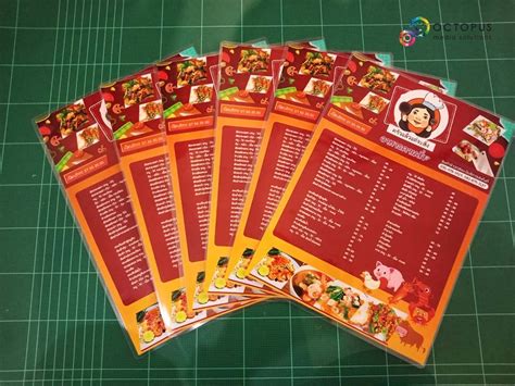 ป้ายเมนู ใบปลิว โบรชัวร์ สีแหล่ม ๆ จะเป็นเมนูอาหาร ใบปลิวโฆษณา แผ่นพับ โบรชัวร์ สั่งทำไม่มี