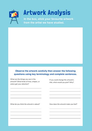 Artwork Analysis Template Teaching Resources