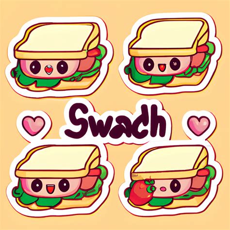 Kawaii Chibi Sandwich Stickers · Creative Fabrica