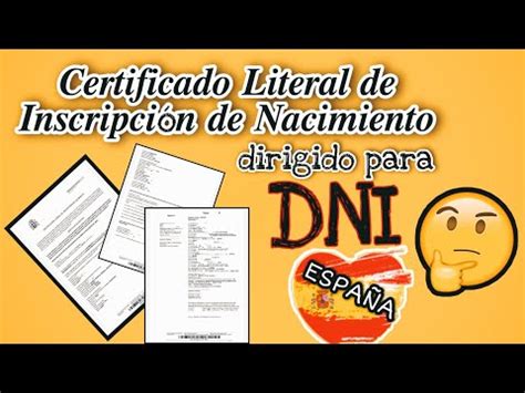 Certificado Literal De Nacimiento Para Dni Por Primera Vez Daviro