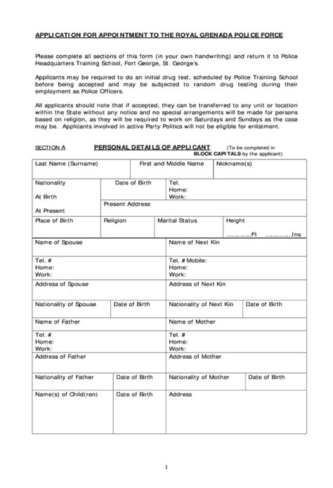 Synchronize Royal Grenada Police Force Application Form NetSuite AirSlate