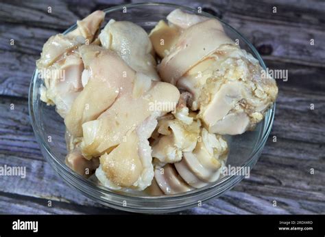 Arabic Egyptian Cuisine Of Kawareh Trotters With Its Traditional Soup