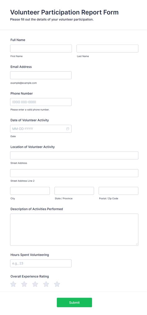 Volunteer Participation Report Form Template Jotform