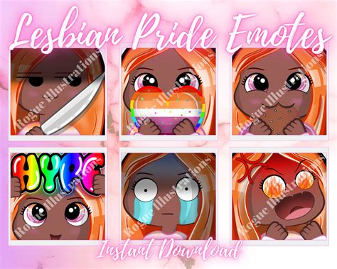 Lesbian Themed Twitch Emotes Lqbtqia Emotes Lgbtq Emotes Pride