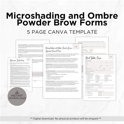 Editable Microshading Consent Form Ombre Powder Brow Consent Form Esthetician Business Forms
