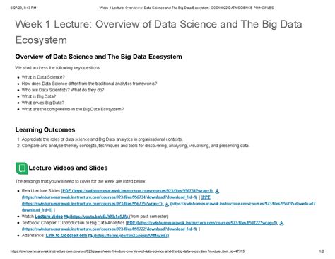 Week 1 Lecture Overview Of Data Science And The Big Data Ecosystem