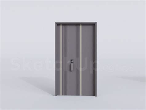 An Open Gray Door On A White Background