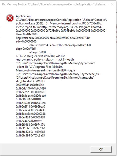 Dr Memory Internal Crash · Issue 2078 · Dynamoriodrmemory · Github