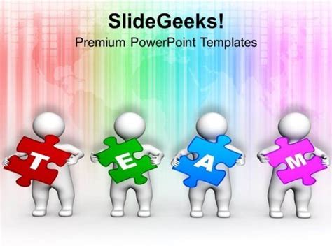 D Men Holding Team Puzzle Teamwork PowerPoint Templates Ppt Backgrounds For Slides