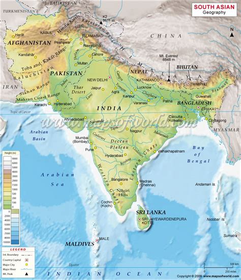 South Asia Physical Map South Asia Geography Artofit