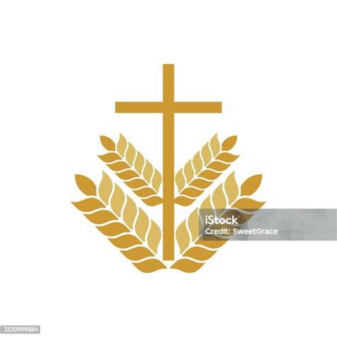 Illustration Chrétienne Logo De Léglise Croix De Jésus Et Épis De Blé