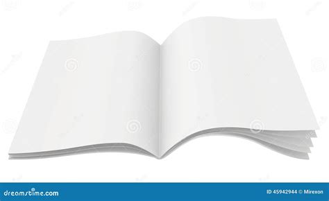 Blank Open Magazine With Unfolded Sheets Of Paper Stock Illustration