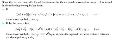 Show That The Maximum Likelihood Decision Rule For