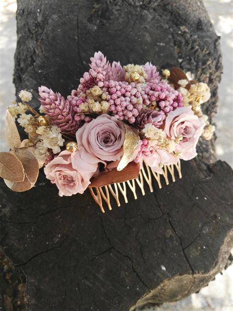 Peineta De Flores Tonos Rosas Y Nude Tocado Boda Recogidos Para El Pelo Comb Flores