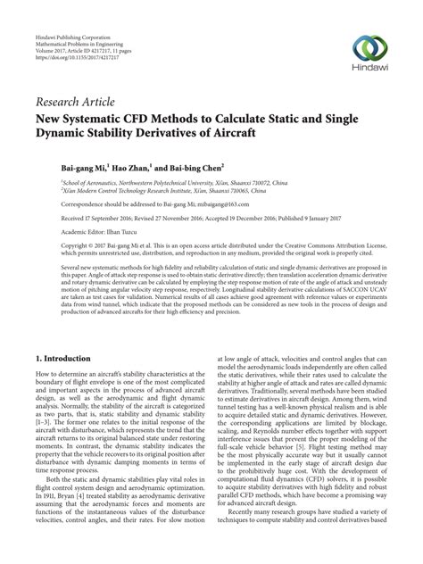 Pdf New Systematic Cfd Methods To Calculate Static And Single Dynamic
