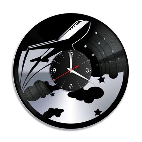 Настенные часы Самолет серебро из винила 1 купить по низкой цене в интернет магазине Ozon