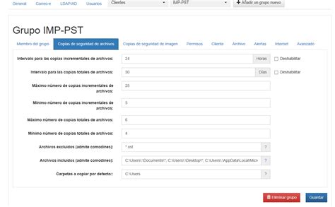 Time To Take The Settings Of A Created Group Server Urbackup