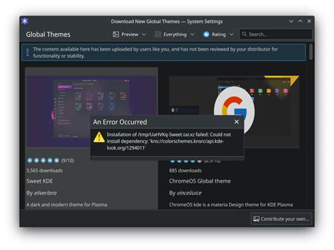 Unable To Download Global Themes In Kde On Void Linux Rkde