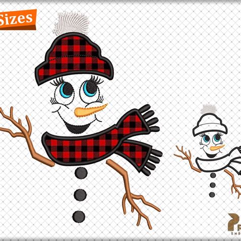 Snowman Face Embroidery Etsy