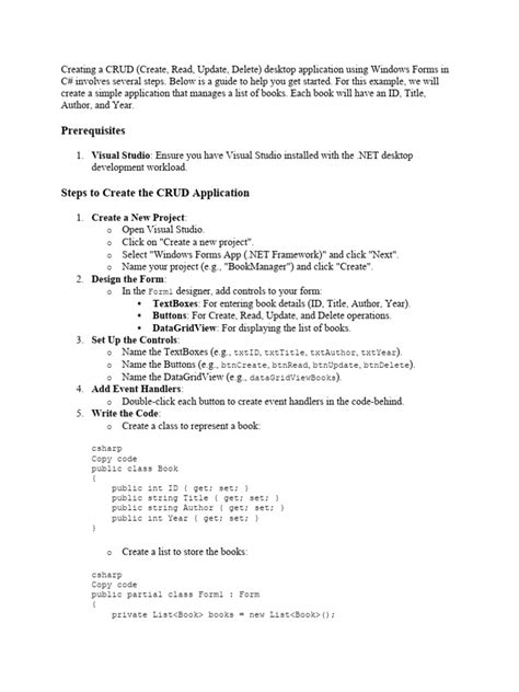 Crud Windows Form C Pdf Databases Entity Framework