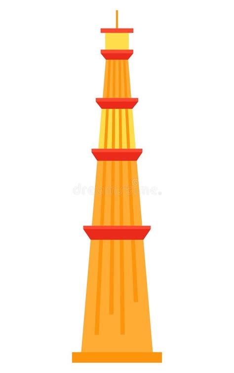 Qutab Minar Modern Flat Design Style Single Isolated Image Stock
