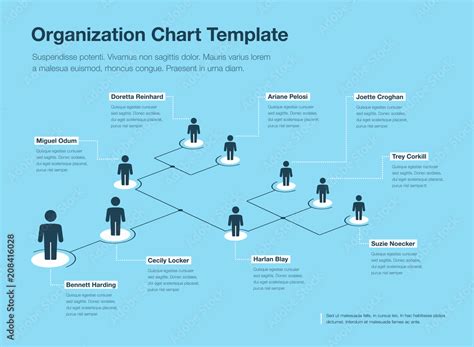 Simple Blue And White Company Organization Hierarchy Chart Template