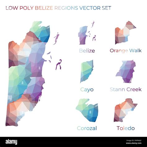 belizean low poly regions polygonal map of belize with regions