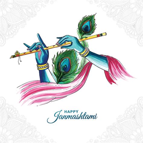 Peacock Feather For Shree Krishna Janmashtami Festival Card Background